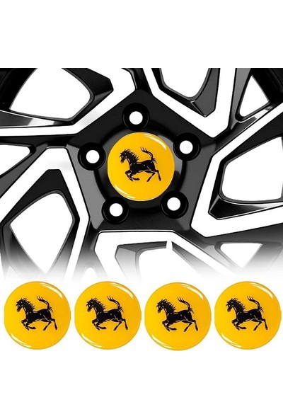 Ferrari Jant Göbeği Göbek Arması Sarı Sticker 4'lü Set Ferrari Jant Göbeği Göbek Arması Sarı Sticker 4'lü Set