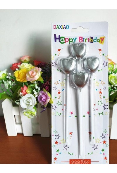 Trendio Çubuklu Metalize Kalpli Doğum Günü Mumu Trendio Çubuklu Metalize Kalpli Doğum Günü Mumu