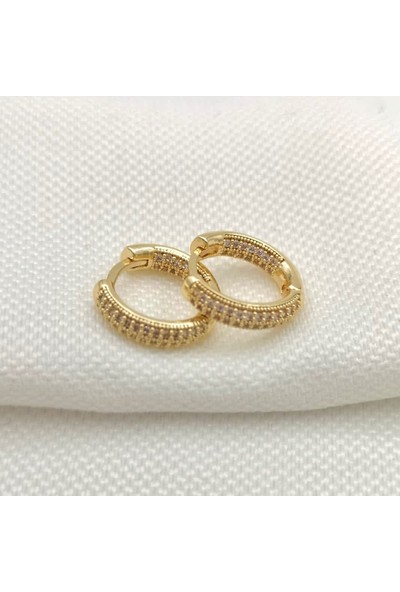 Wish Design Taşlı Halka Küpe Gold Wish Design Taşlı Halka Küpe Gold