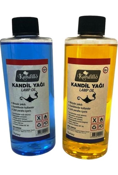 Kandillo Mavi Sarı Kandil Yağı Kokusuz Dumansız Iç Mekan Gaz Lambası Yakıtı 250 ml 2'li Set Kandillo Mavi Sarı Kandil Yağı Kokusuz Dumansız Iç Mekan Gaz Lambası Yakıtı 250 ml 2'li Set