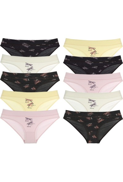 Donella 10'lu Renkli Yusufçuk Baksılı Kadın Külot - 18711199B