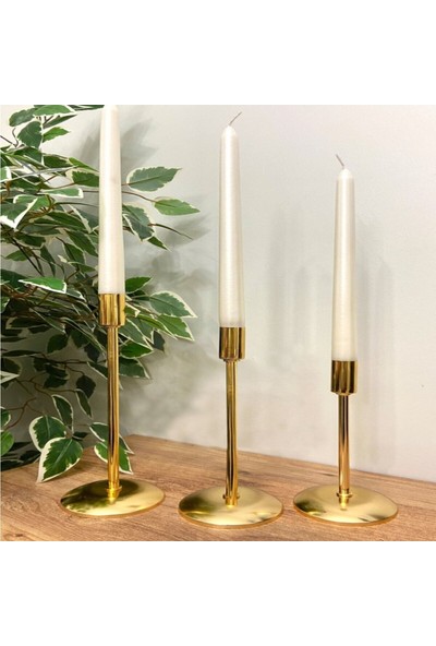 Asya Bazaar Metal 3'lü ( Üçlü ) Düz Ayak Gold Şamdan Mumluk Asya Bazaar Metal 3'lü ( Üçlü ) Düz Ayak Gold Şamdan Mumluk