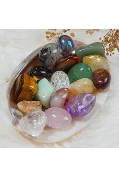 Efshine Istiridye Tabağında Doğal Taş Seti 17'li