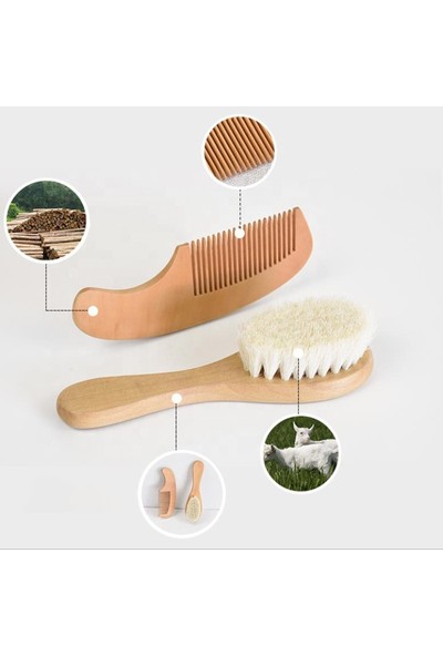 Comes Cosmetic 2'li Set Keçi Kılı Bebek Saç Fırçası ve Ahşap Tarak Comes Cosmetic 2'li Set Keçi Kılı Bebek Saç Fırçası ve Ahşap Tarak