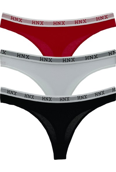 Hnx 3'lü Pamuklu Jakar Lastik Tanga Kadın Külot