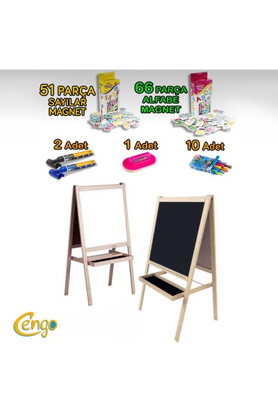 Cengo Manyetik Özellikli Eğitici Ahşap Çocuk Yazı Tahtası Cengo Manyetik Özellikli Eğitici Ahşap Çocuk Yazı Tahtası