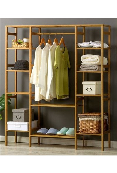 Mira Ahşap Ahşap Gardırop 150 x 140 x 35 cm Açık Gardırop Elbise Askılığı Mira Ahşap Ahşap Gardırop 150 x 140 x 35 cm Açık Gardırop Elbise Askılığı