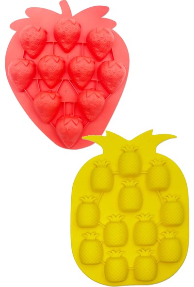 Royaleks Silikon 3 Boyutlu Buz Kalıbı Çilek ve Ananas Figürlü 2'li Set Royaleks Silikon 3 Boyutlu Buz Kalıbı Çilek ve Ananas Figürlü 2'li Set