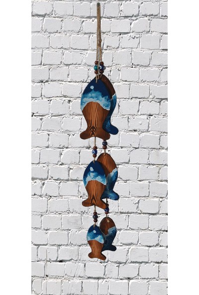 Üçlü Dekoratif Ahşap Ipli Deniz Temalı Duvar Süsü