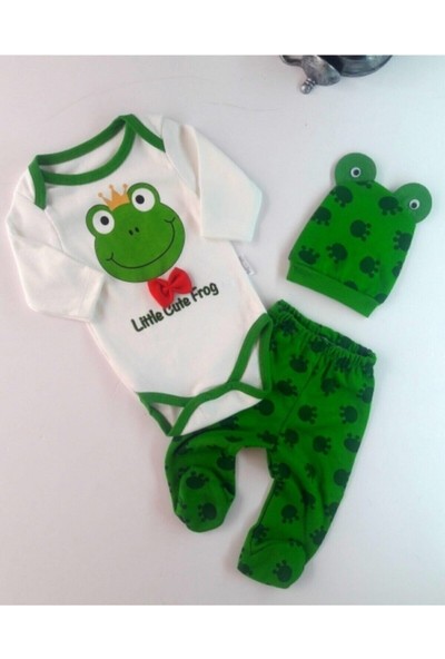 Unisex Kurbağa 3'lü Yeşil Zıbın Takım Unisex Kurbağa 3'lü Yeşil Zıbın Takım