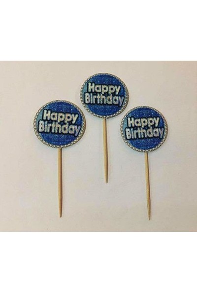 Aykü Alkan Parti Aksesuar Mavi Gümüş Renk Happy Birthday Kürdan Süs 20 Adet Aykü Alkan Parti Aksesuar Mavi Gümüş Renk Happy Birthday Kürdan Süs 20 Adet