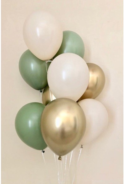 Deniz Party Store Krom Gold Küf Yeşili ve Pastel Beyaz Renk Balon ( 3 Er Adet ) Deniz Party Store Krom Gold Küf Yeşili ve Pastel Beyaz Renk Balon ( 3 Er Adet )