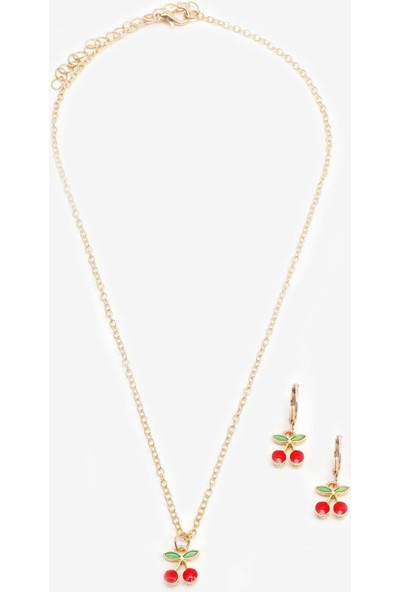 Kiraz Aşkı Kolye Küpe Set