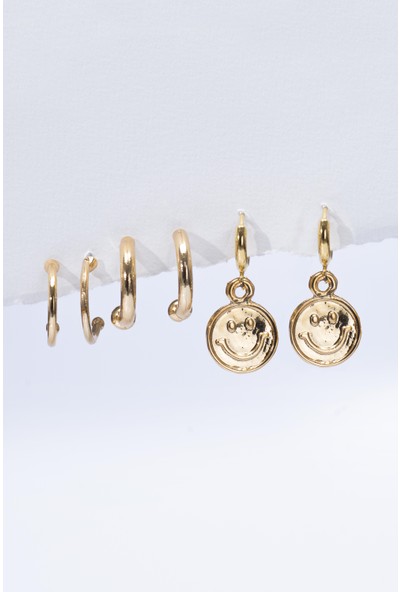 Gülen Yüzler Halka Küpe Seti