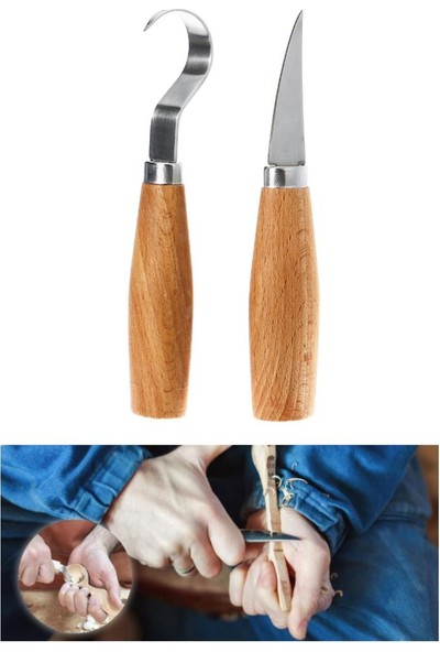 Depomega 2 Parça Kuksa Oyma Ahşap Kaşık Oyma Bıçak Seti Depomega 2 Parça Kuksa Oyma Ahşap Kaşık Oyma Bıçak Seti
