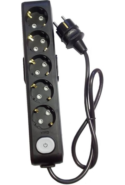 Viko Siyah Multi-Let 5'li Anahtarlı Topraklı Çocuk Korumalı Grup Priz 70 cm Viko Siyah Multi-Let 5'li Anahtarlı Topraklı Çocuk Korumalı Grup Priz 70 cm