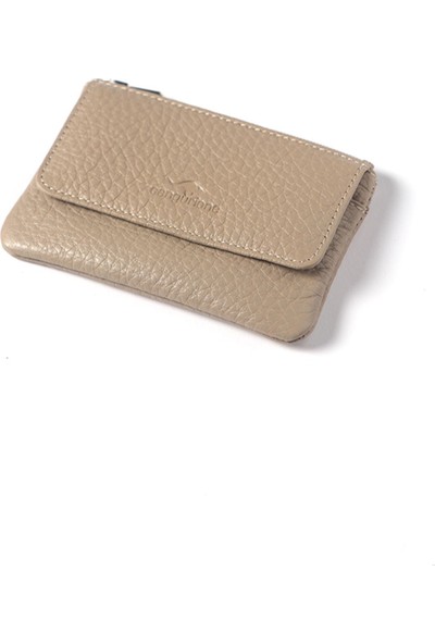 Kum Beji Fermuar ve Çıt Çıt Kapamalı Deri Anahtarlık