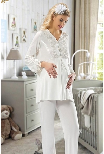 Sistina 1604 Lohusa Ekru Pijama Takımı Ekru Renk M Beden Sistina 1604 Lohusa Ekru Pijama Takımı Ekru Renk M Beden