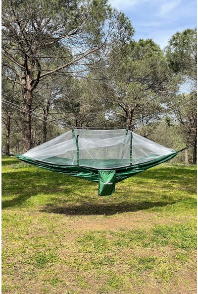 Konforlu Cibinlikli Yeşil Kamp Hamağı Konforlu Cibinlikli Yeşil Kamp Hamağı