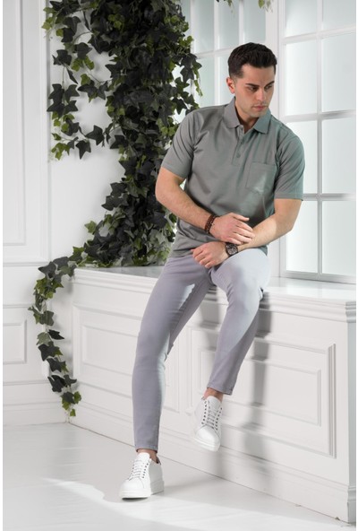 Woolen World Klasik Kalıp Polo Yaka Cepli Merserize Erkek T-Shirt Woolen World Klasik Kalıp Polo Yaka Cepli Merserize Erkek T-Shirt