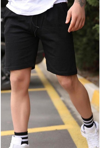 Black Sokak Erkek Siyah Düz Şort