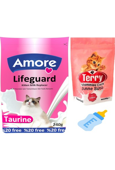 Kedi Süt Tozu 240G Lifeguard + Terry Mommies Care Anne Sütü 200G + Biberon 40ML Kedi Süt Tozu 240G Lifeguard + Terry Mommies Care Anne Sütü 200G + Biberon 40ML