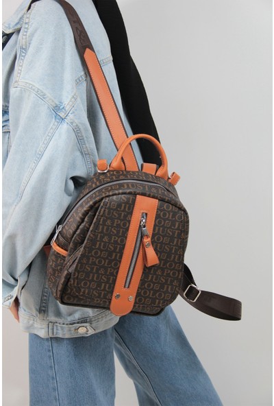 Just Polo Kahverengi Taba Çok Bölmeli Astarlı Ayarlanabilir Askılı Kadın Sırt Çantası PBU2177 Just Polo Kahverengi Taba Çok Bölmeli Astarlı Ayarlanabilir Askılı Kadın Sırt Çantası PBU2177