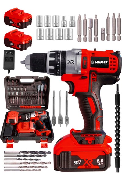 Dekopro Power Tools Alman 58 V 5 Ah Darbeli Xr Li-Ion Çift Akülü Metal Şanzıman Şarjlı Vidalama + 30 Parça Set Dekopro Power Tools Alman 58 V 5 Ah Darbeli Xr Li-Ion Çift Akülü Metal Şanzıman Şarjlı Vidalama + 30 Parça Set