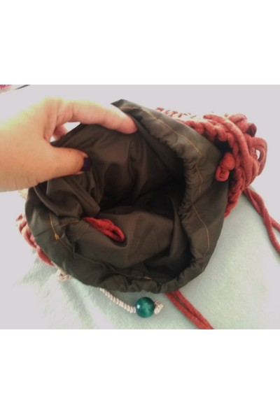 El Örgüsü Bakır Rengi Penye Ip Omuz Çantası