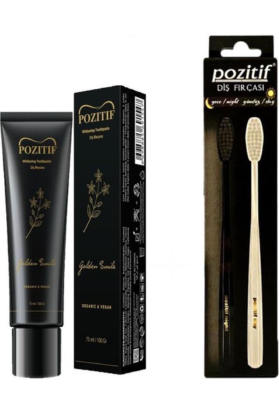 Pozitif Beyazlatıcı Organik ve Vegan Diş Macunu 100 gr ile Gece Gündüz Diş Fırçası Pozitif Beyazlatıcı Organik ve Vegan Diş Macunu 100 gr ile Gece Gündüz Diş Fırçası