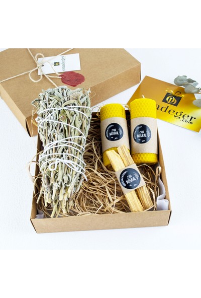 Onadeğer Ona Değer Enerji Başlangıç Seti: Palo Santo - Balmumu Mum X2 - Adaçayı Tütsü Demeti Onadeğer Ona Değer Enerji Başlangıç Seti: Palo Santo - Balmumu Mum X2 - Adaçayı Tütsü Demeti