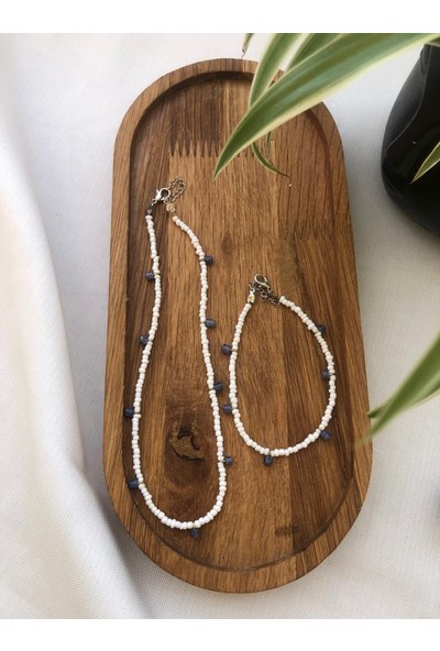 Lalesh Özel Işleme Boncuklu Kolye ve Halhal Seti