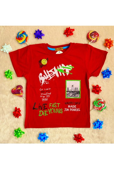 Kangurucuk Pamuk Erkek Çocuk Live Baskılı Tişört