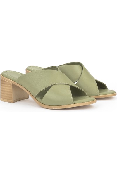 Ziya Kadın Deri Topuklu Terlik 121993 218 Mint