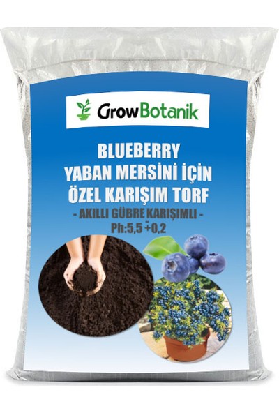 Grow Botanik Blueberry Yaban Mersini Için Özel Karışım Torf 100 Lt Grow Botanik Blueberry Yaban Mersini Için Özel Karışım Torf 100 Lt