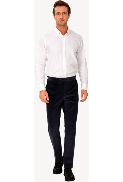 Ysf Erkek Lacivert Klasik Kadife Pantolon