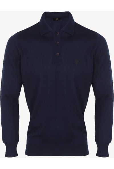 Ysf Erkek Lacivert Polo Yaka Klasik Triko