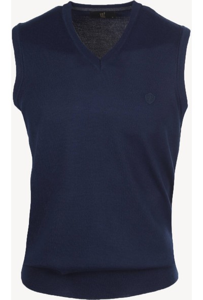 Ysf Erkek Lacivert Klasik V Yaka Triko Süveter