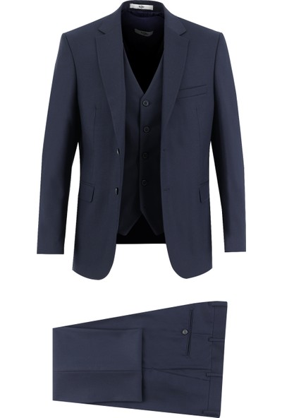 Kiğılı Slim Fit Yelekli Takım Elbise