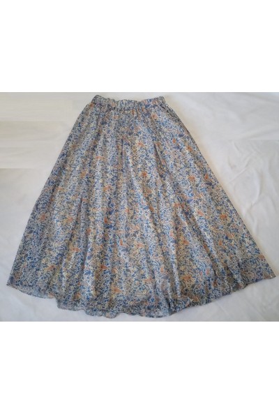 Turkuaz Küçük Çiçekli Tül Etek