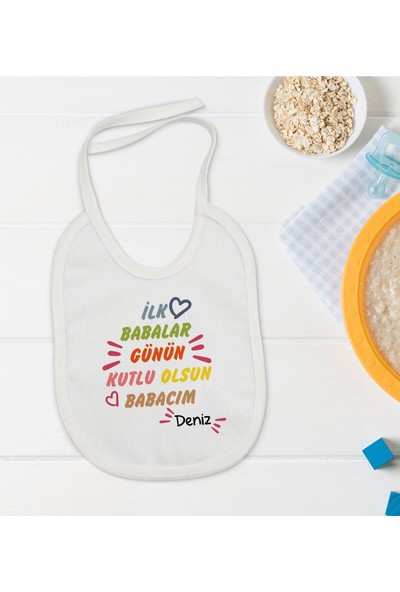 Bk Kids Kişiye Özel Ilk Babalar Günü Tasarımlı Bebek Mama Önlüğü - Model 1 Bk Kids Kişiye Özel Ilk Babalar Günü Tasarımlı Bebek Mama Önlüğü - Model 1