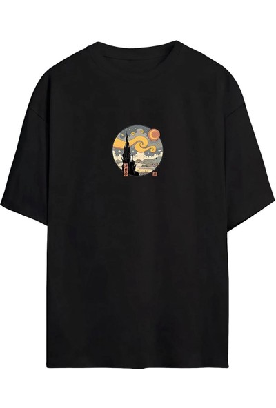 Unisex Yıldızlı Gece Tablosu Oversize T-Shirt