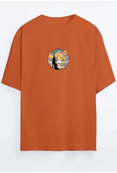 Unisex Yıldızlı Gece Tablosu Oversize T-Shirt