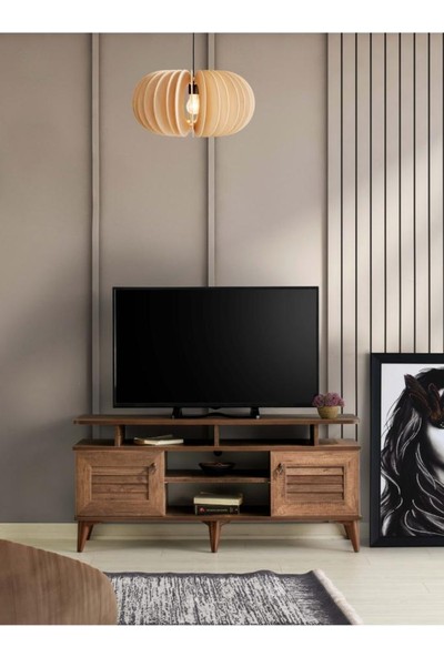 Mapa Home & Living Panjurlu Raflı Tv Sehpası Barok Ceviz 110 cm Mapa Home & Living Panjurlu Raflı Tv Sehpası Barok Ceviz 110 cm