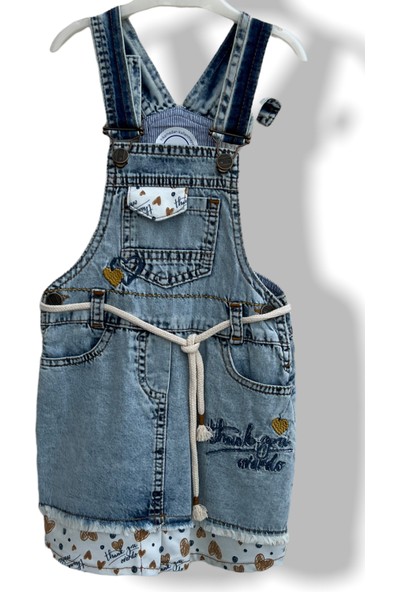 Can Bebe & Kids Kız Çocuk %100 Pamuk Kot Slopet Tulum 5-7 Yaş