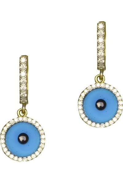 Altın Nesil Taşlı Nazar Gözlü Altın Küpe