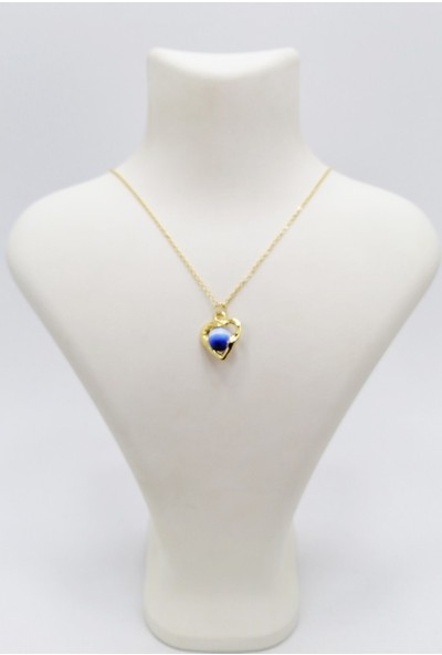 Atakam Kalp Içi Mavi Taşlı Kolye Atakam Kalp Içi Mavi Taşlı Kolye