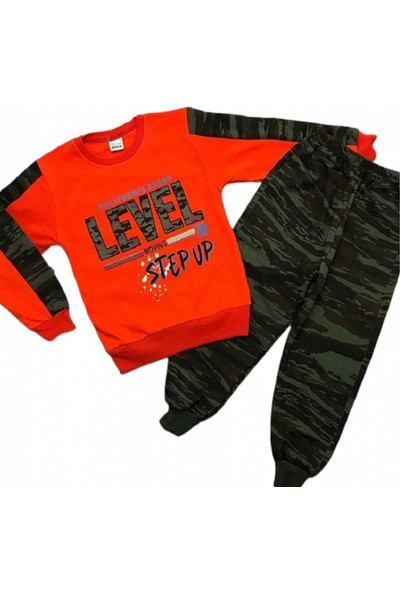 Erkek Çocuk Alt Üst Takım Kamuflaj Turuncu