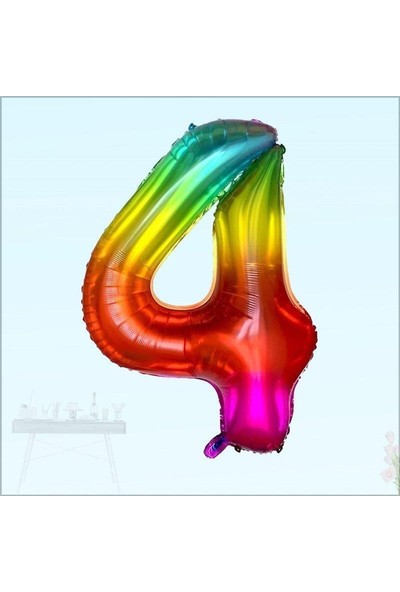 Piyop 4 Yaş Rakam Folyo Balon, 100 cm - Gökkuşağı Piyop 4 Yaş Rakam Folyo Balon, 100 cm - Gökkuşağı