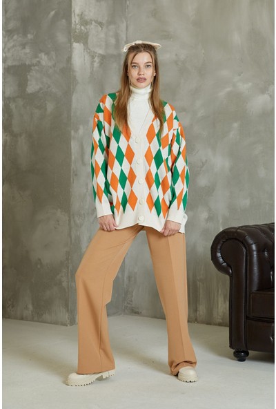 Baklava Desen Hırka-Renkli